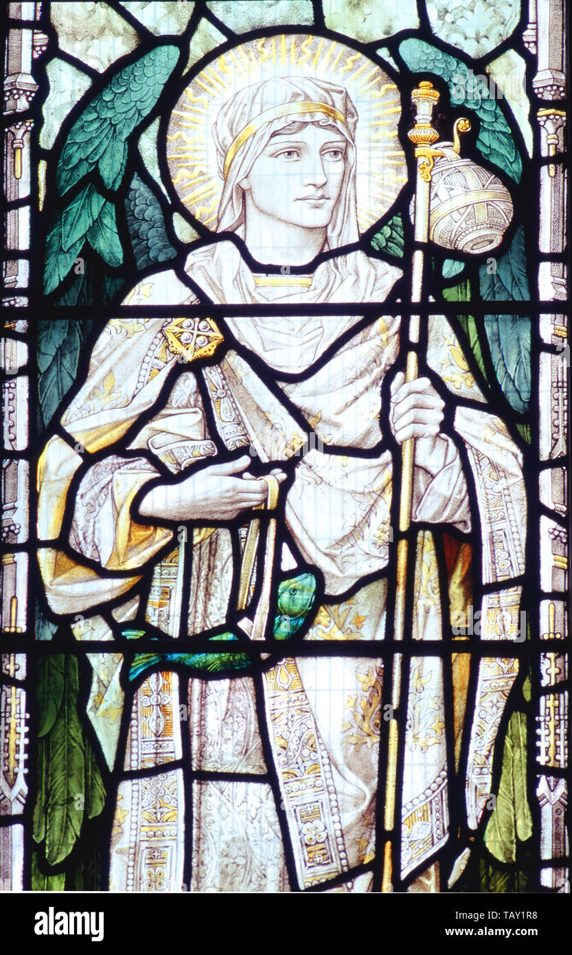 Stained glass, Archangel Raphael, St Leonard's Church Colchester Essex ...