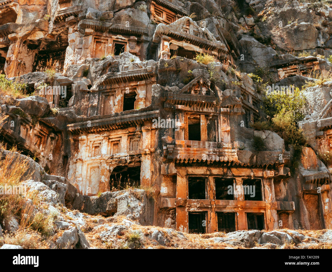 Lycian tombs of Mira Remains of ancient tombs in the rock Lycian ...