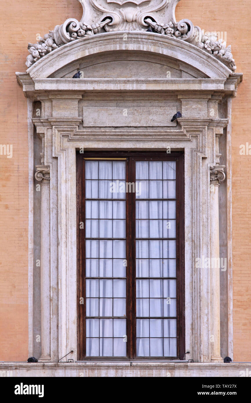 Big Window at Medieval Building in Rome Italy Stock Photo - Alamy