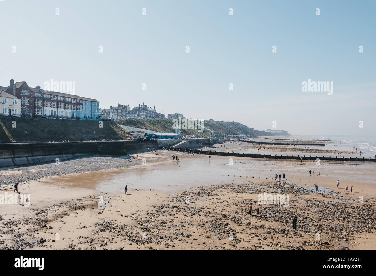 Cromer, UK - April 20, 2019: High angle view of the Cromer beach ...