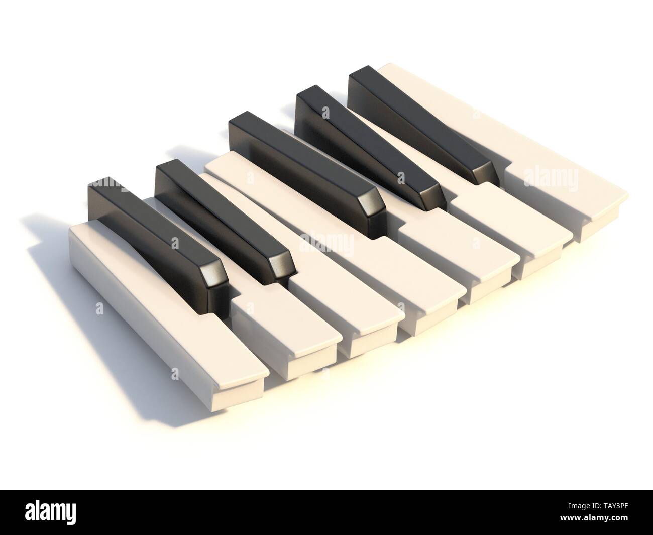 Unordered abstract piano keyboard one octave 3D render illustration ...