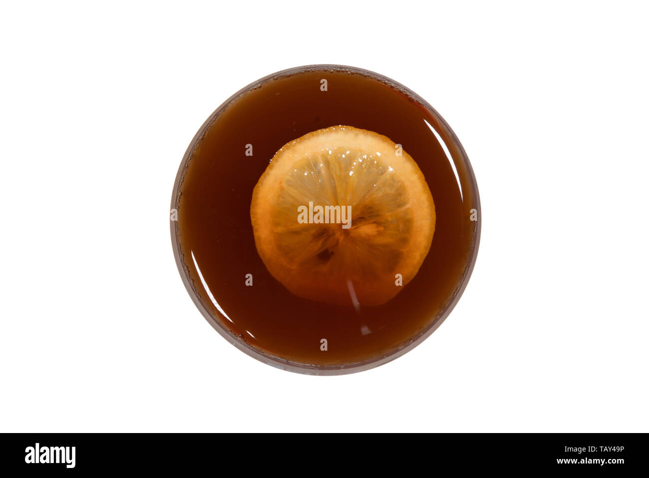 Lemon tea cup top view with lemon slice isolated on white background ...