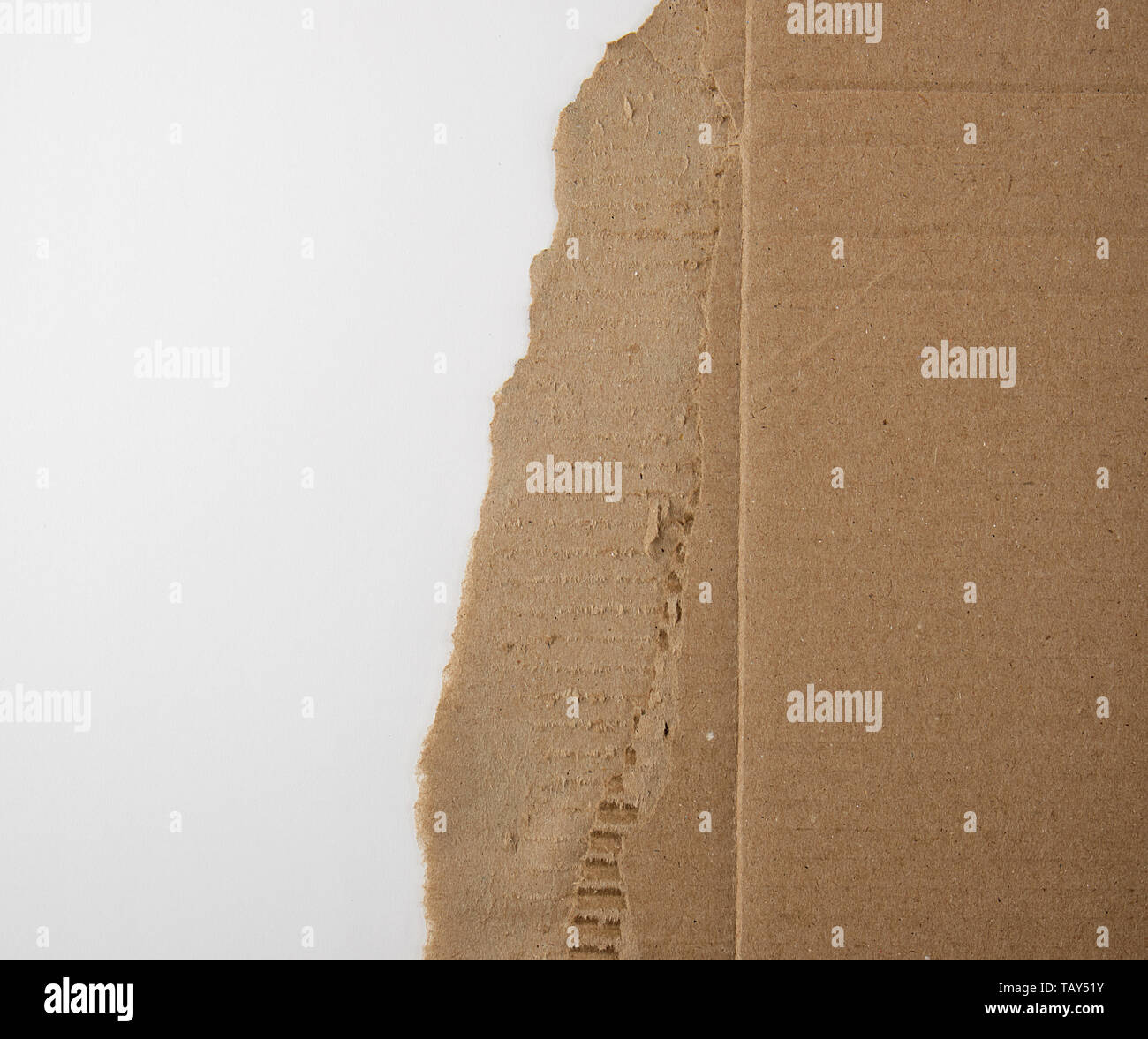 brown paper from the box, torn edge on a white background, copy space ...
