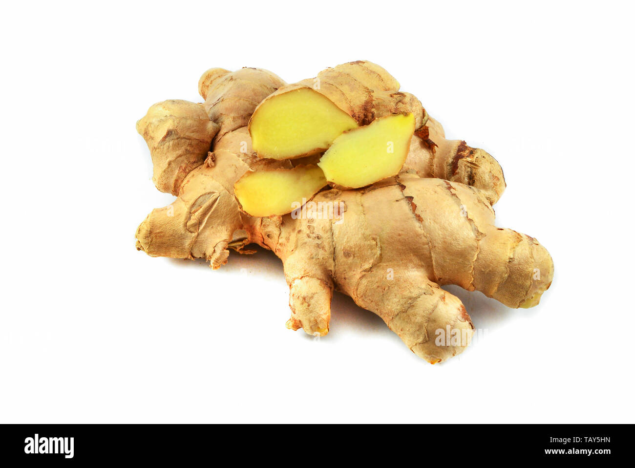 Fresh ginger root from the farm on white background - Herb medical and ...