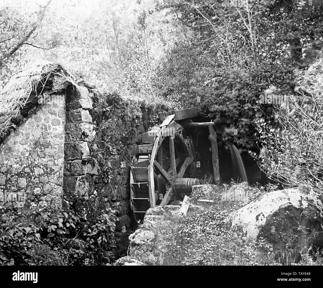 Old water mill vintage Black and White Stock Photos & Images - Alamy