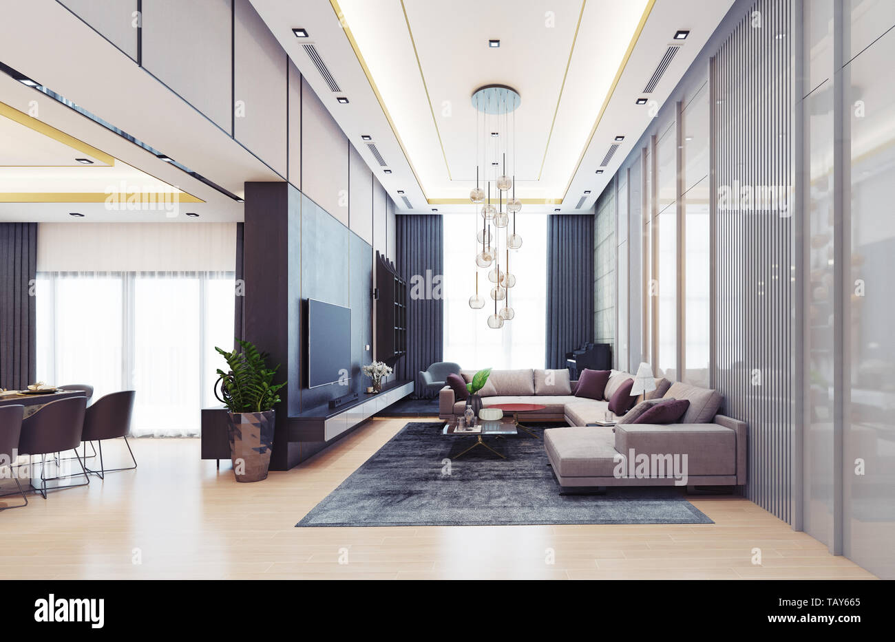 modern luxury interior design. 3d rendering concept Stock Photo - Alamy