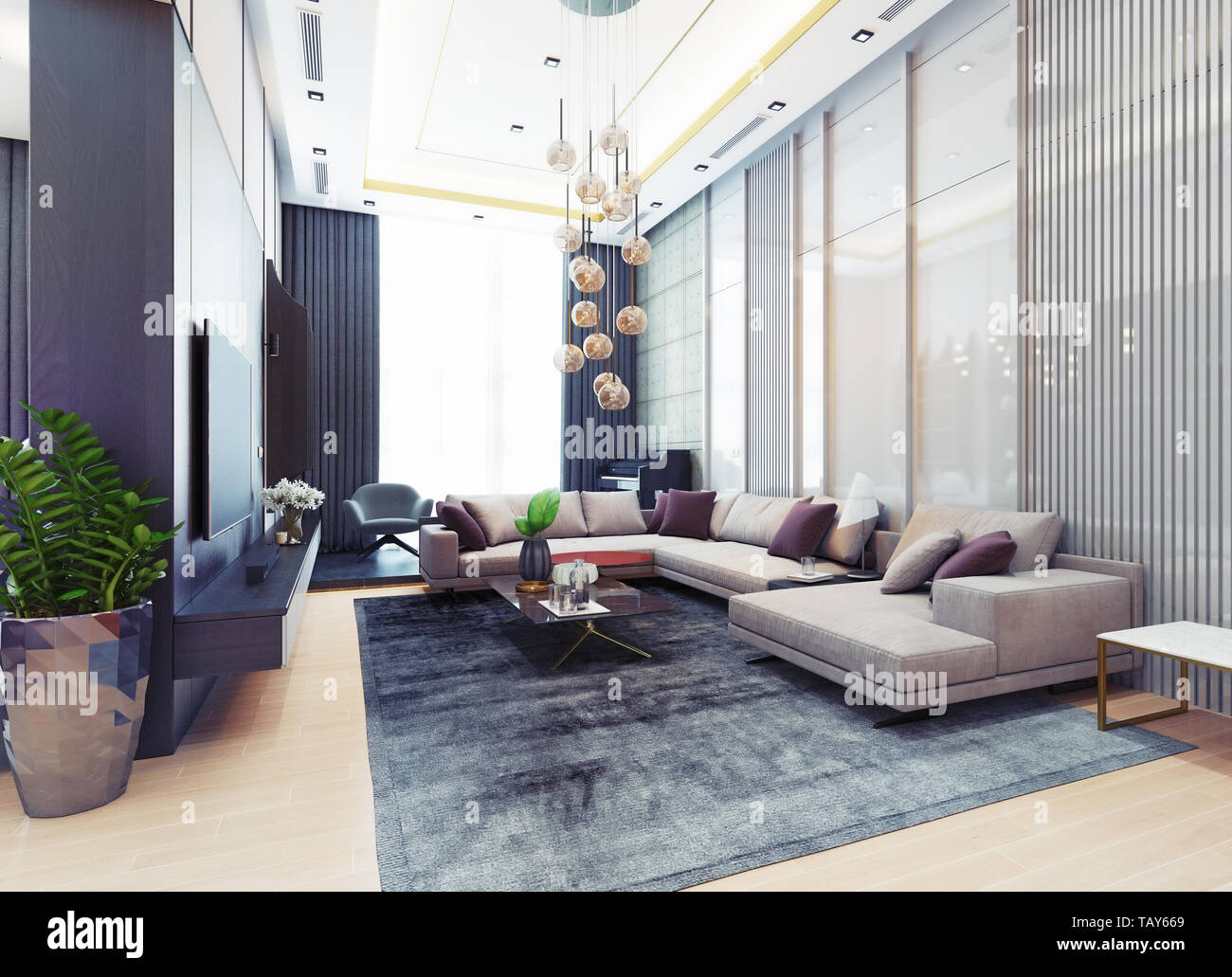modern luxury interior design. 3d rendering concept Stock Photo - Alamy
