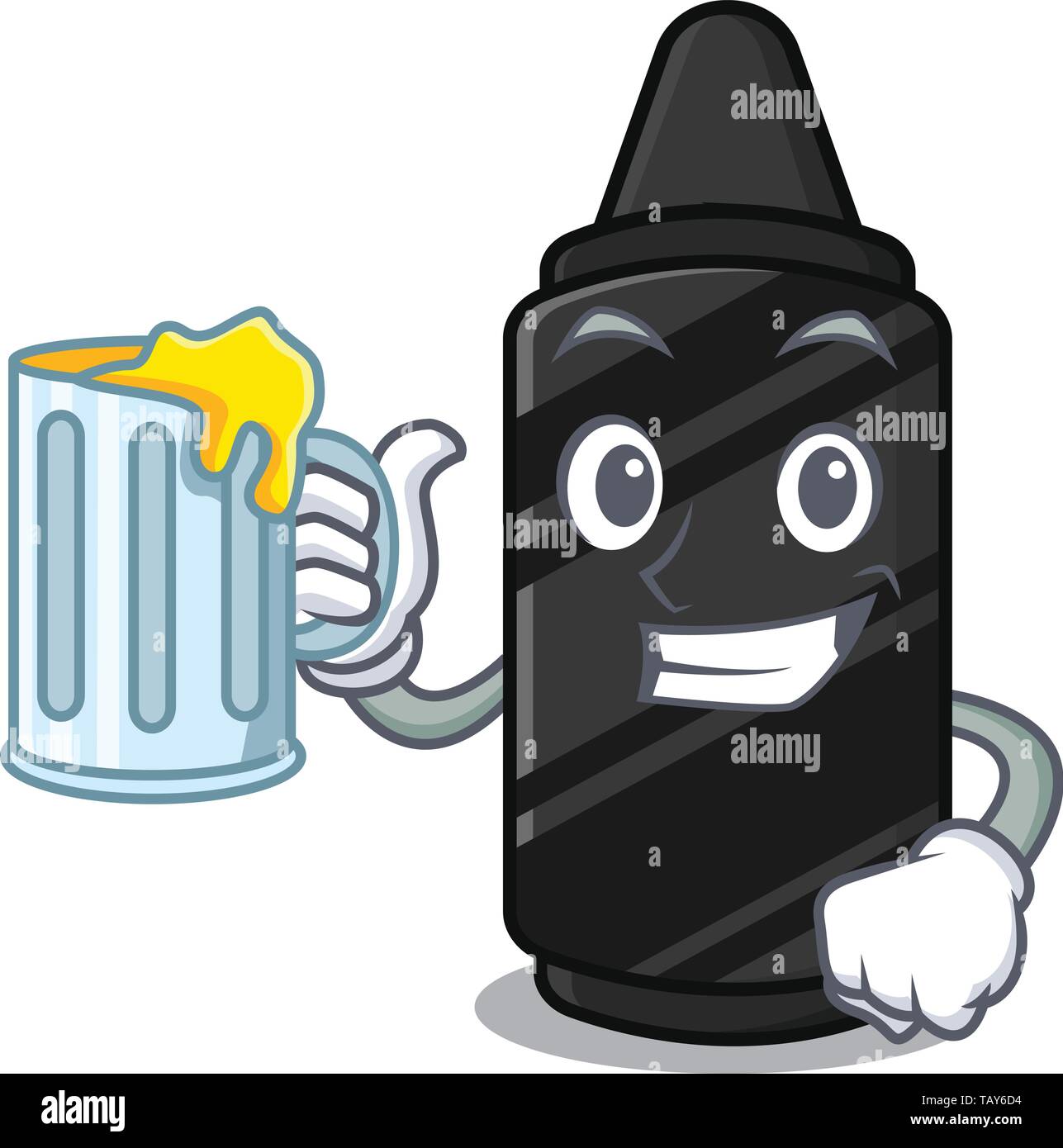 With juice black crayon above mascot wood table Stock Vector Image ...