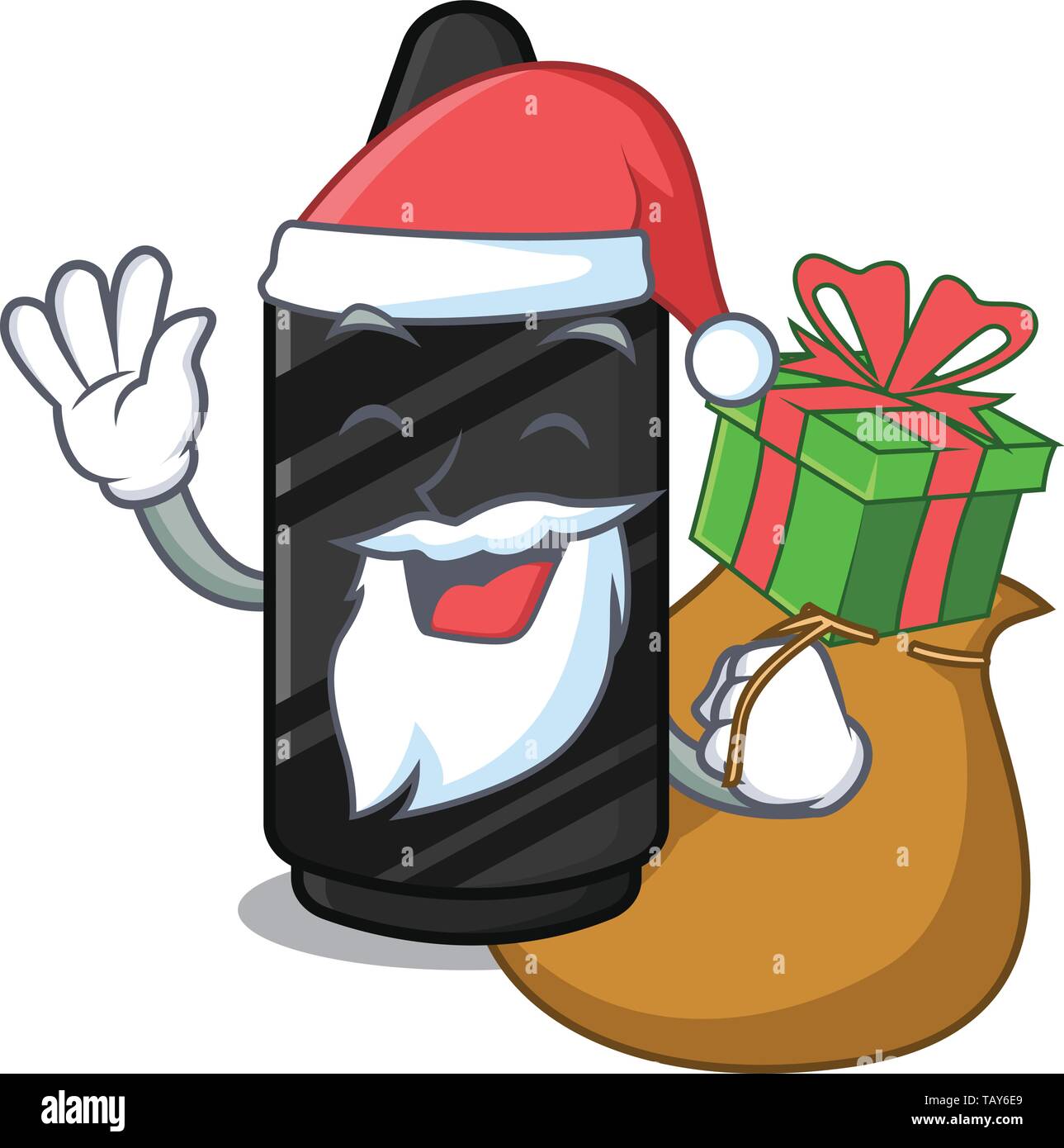 Santa with gift black crayon isolated in the cartoon Stock Vector Image ...