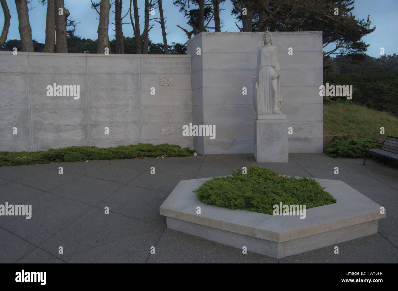 The World War II West Coast Memorial overlooks the Pacific Ocean near ...