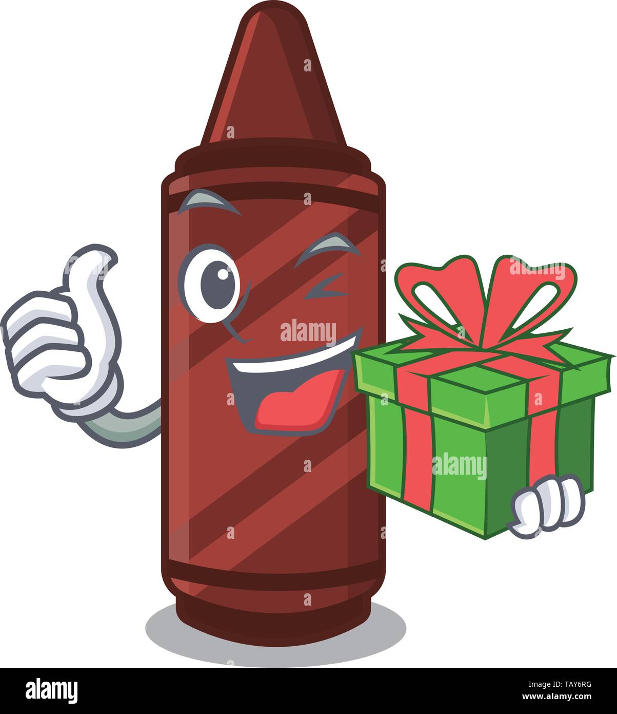 With gift brown crayon in the cartoon column Stock Vector Image & Art ...