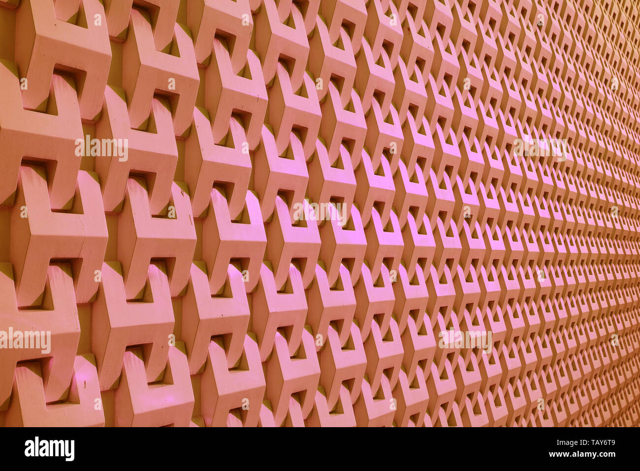 Diminishing Perspective of a Building Decorative Facade in Pink Color ...