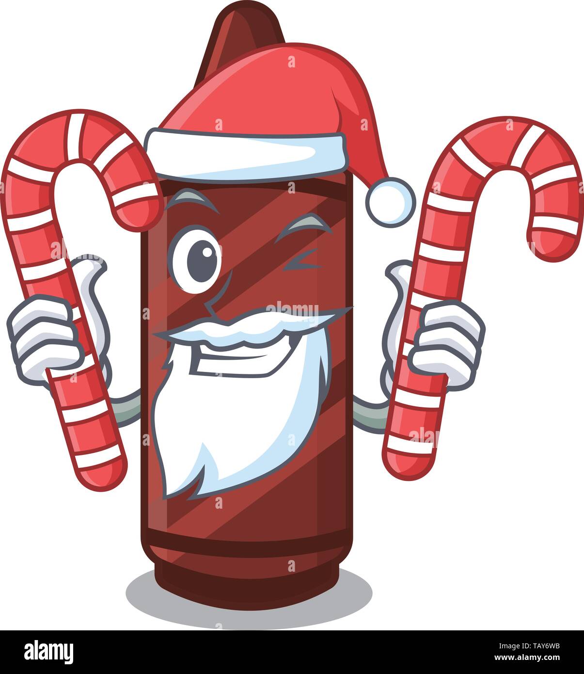 Santa with candy brown crayon in the cartoon shape Stock Vector Image ...