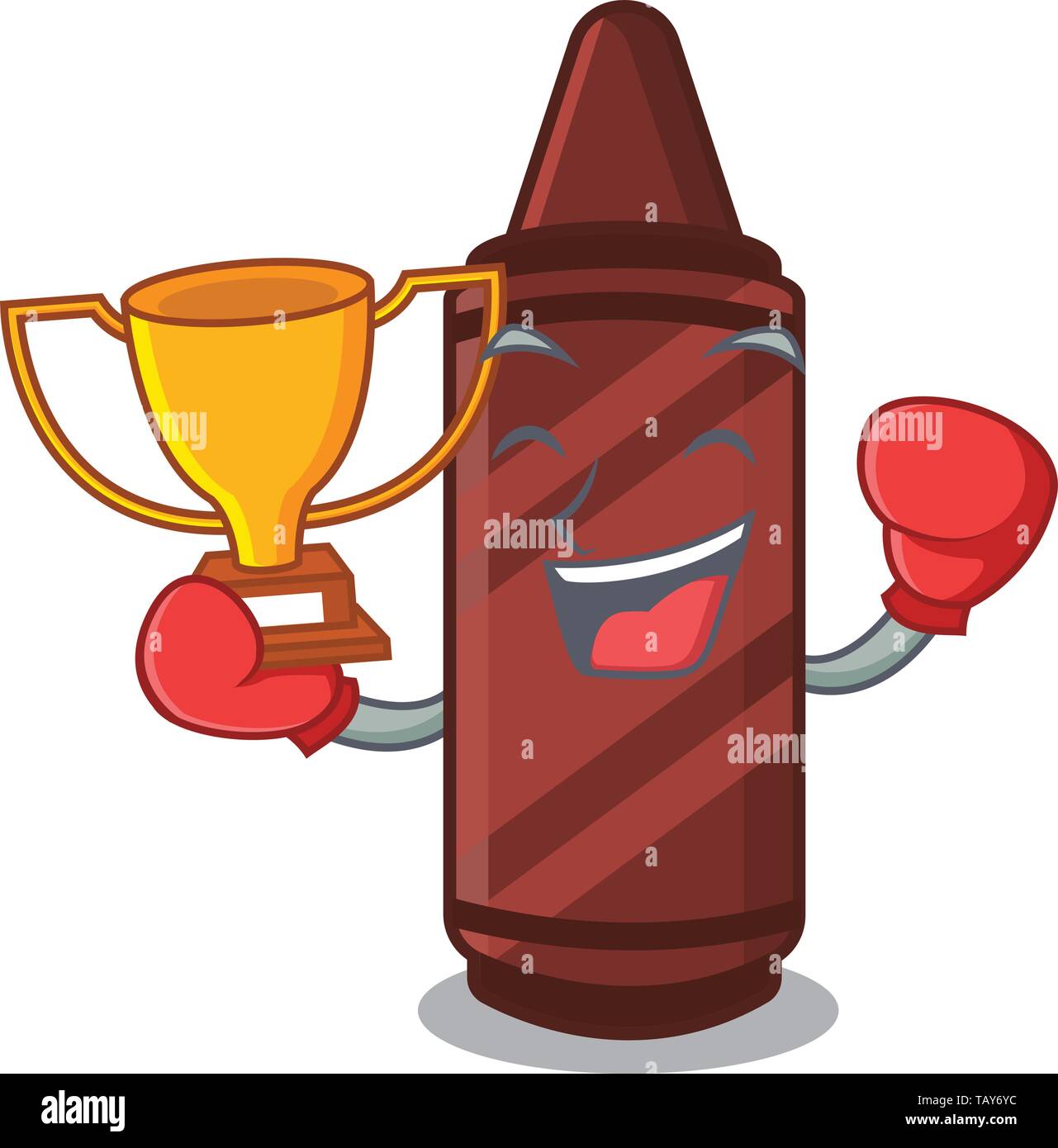 Boxing winner brown crayon in the cartoon shape Stock Vector Image ...