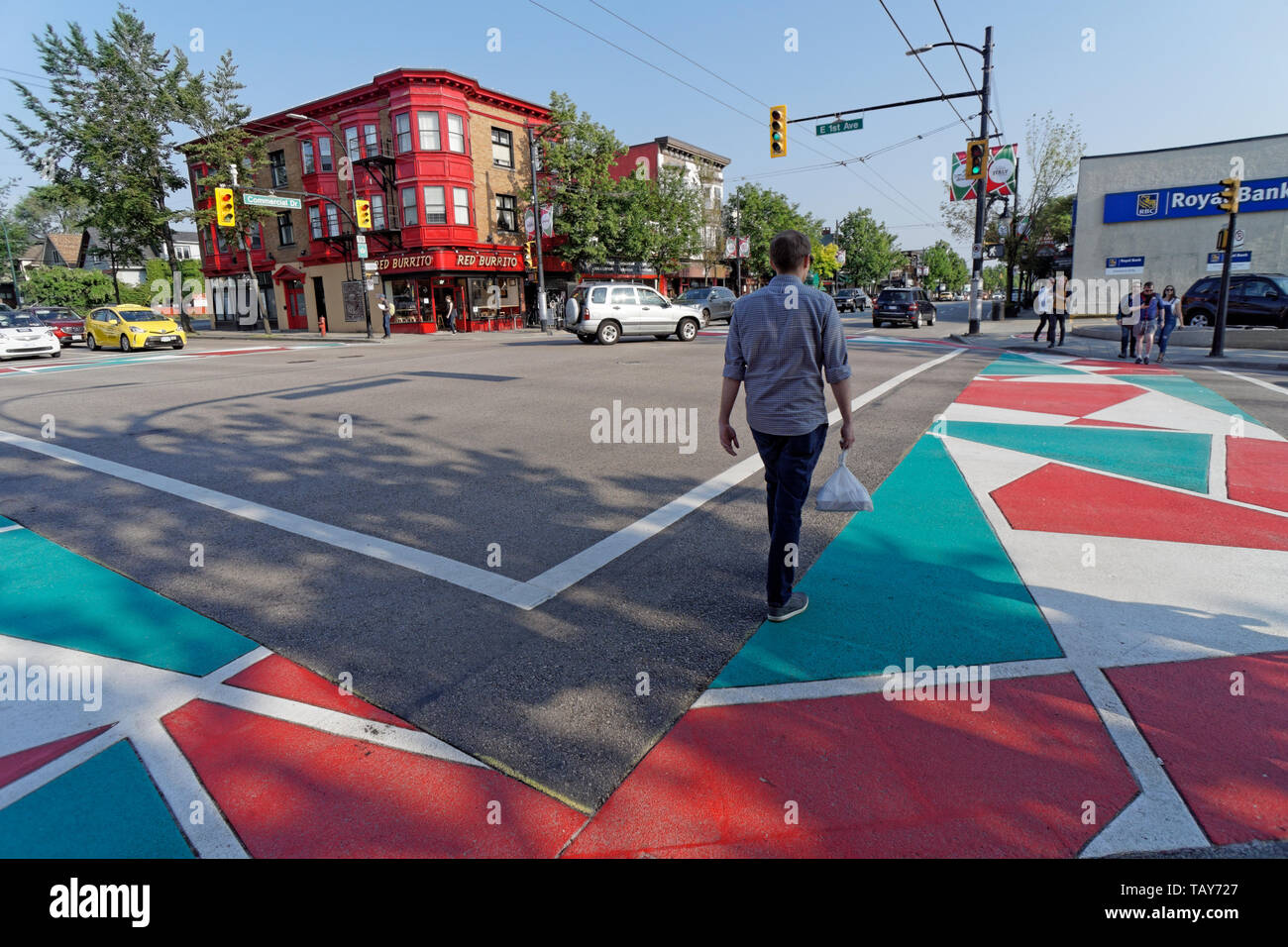 VANCOUVER, BRITISH COLUMBIA, CANADA - MAY 29, 2019. Pedestrian ...