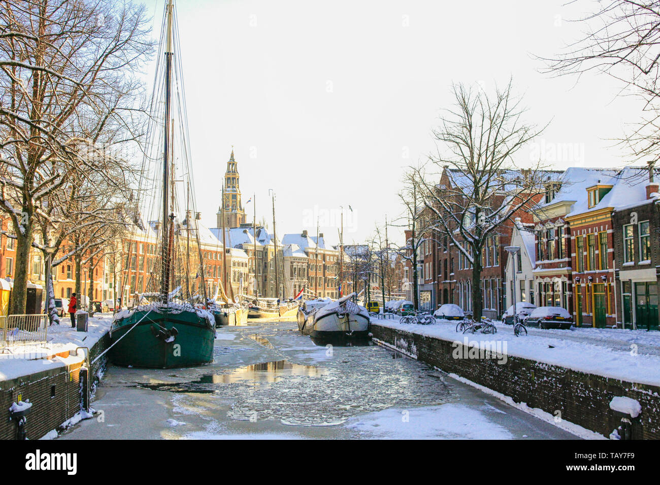 Dutch town in the winter Stock Photo - Alamy