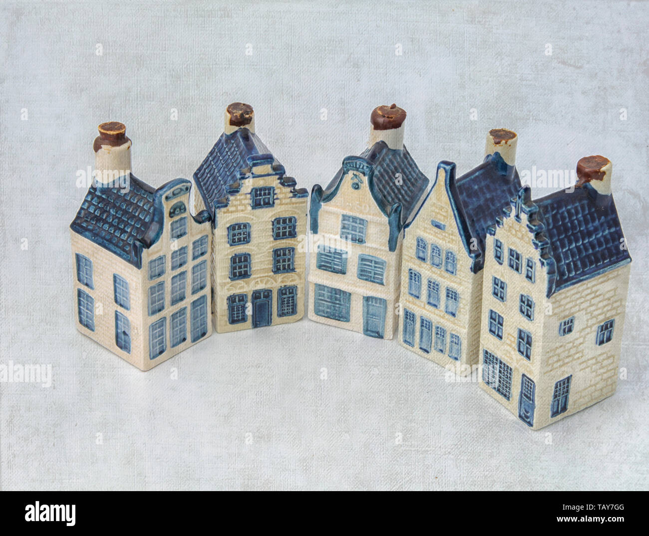 Dutch historical ceramic houses in Delft china in half a circle Stock ...