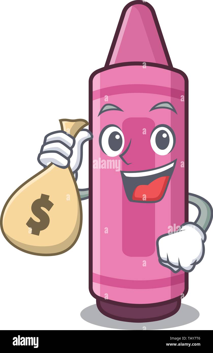 With money bag pink crayon isolated in the mascot Stock Vector Image ...