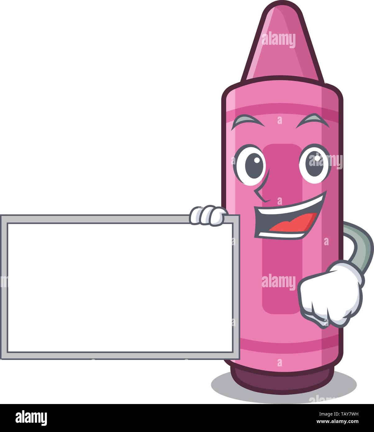 With board pink crayon isolated in the mascot Stock Vector Image & Art ...