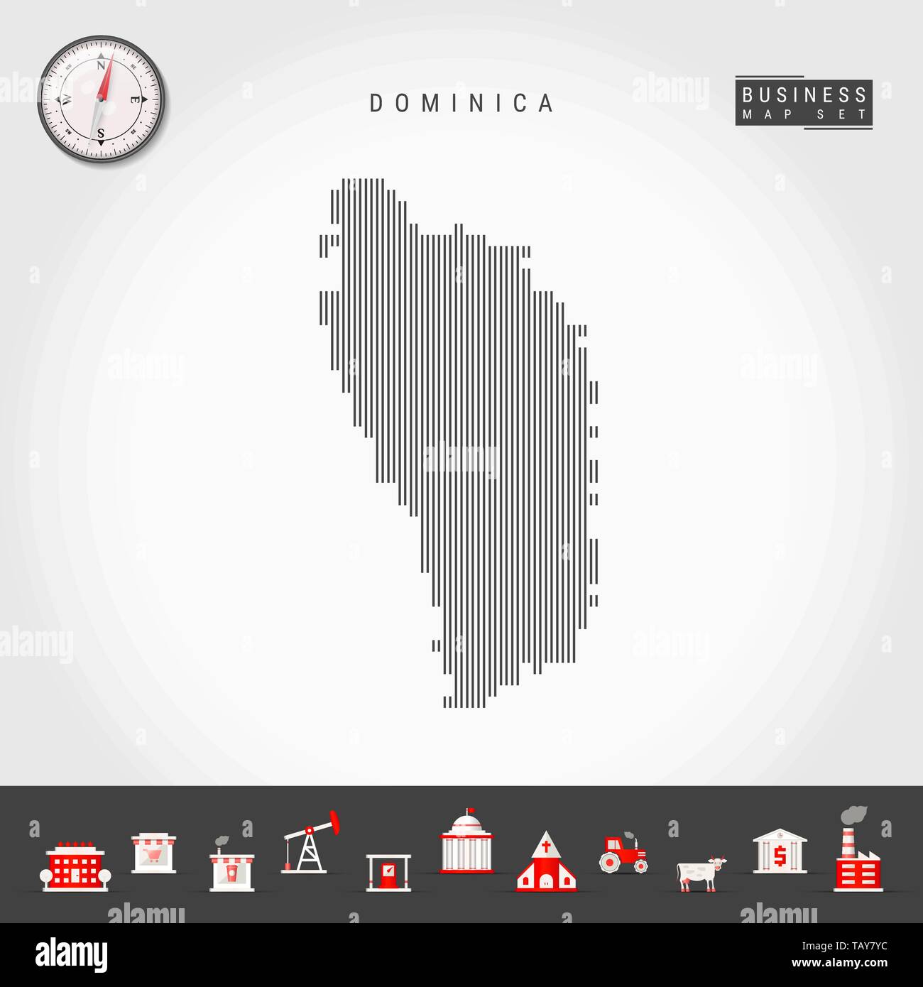 Vector Vertical Lines Pattern Map of Dominica. Striped Simple ...