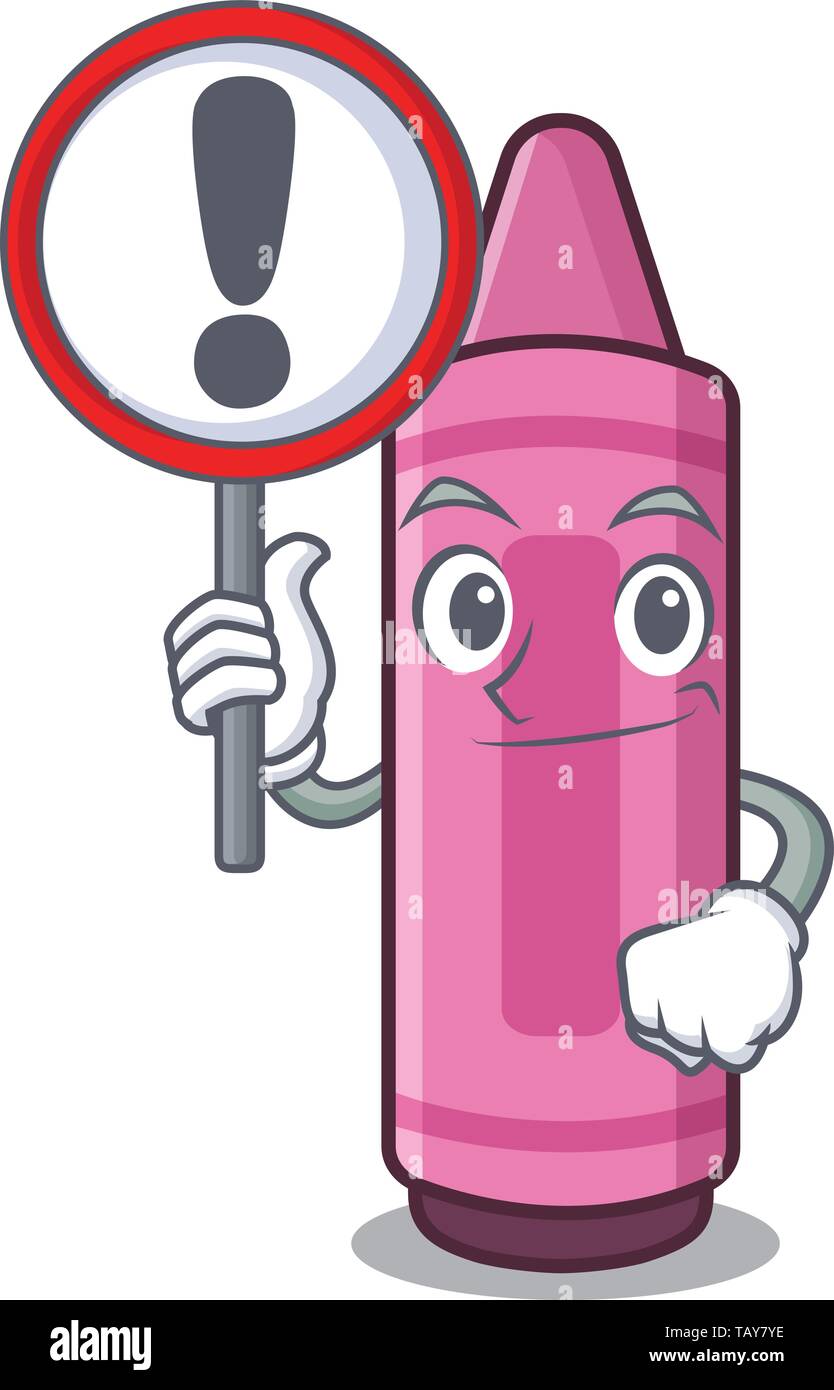 With sign pink crayon isolated in the mascot Stock Vector Image & Art ...