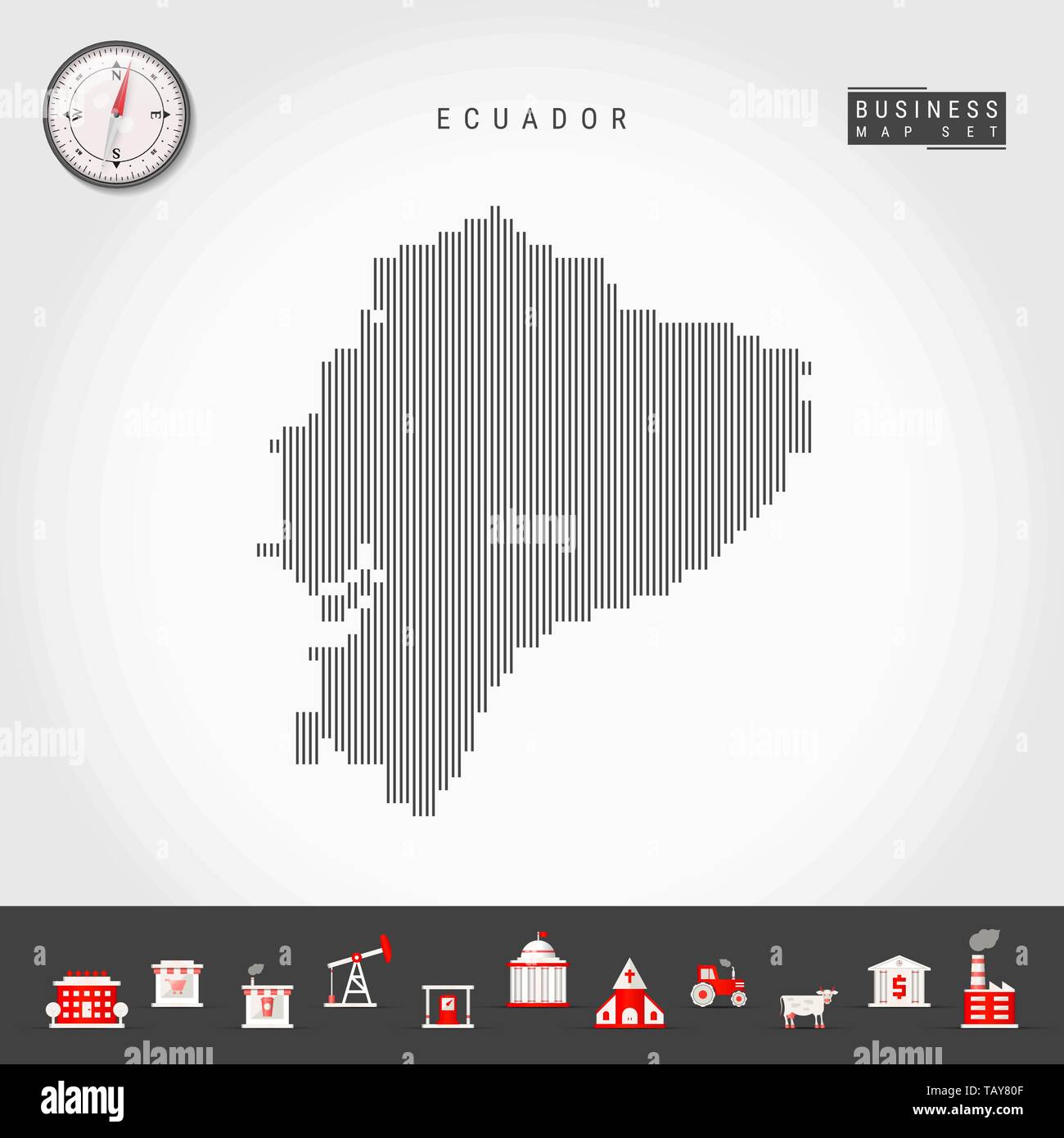 Vector Vertical Lines Pattern Map of Ecuador. Striped Simple Silhouette ...