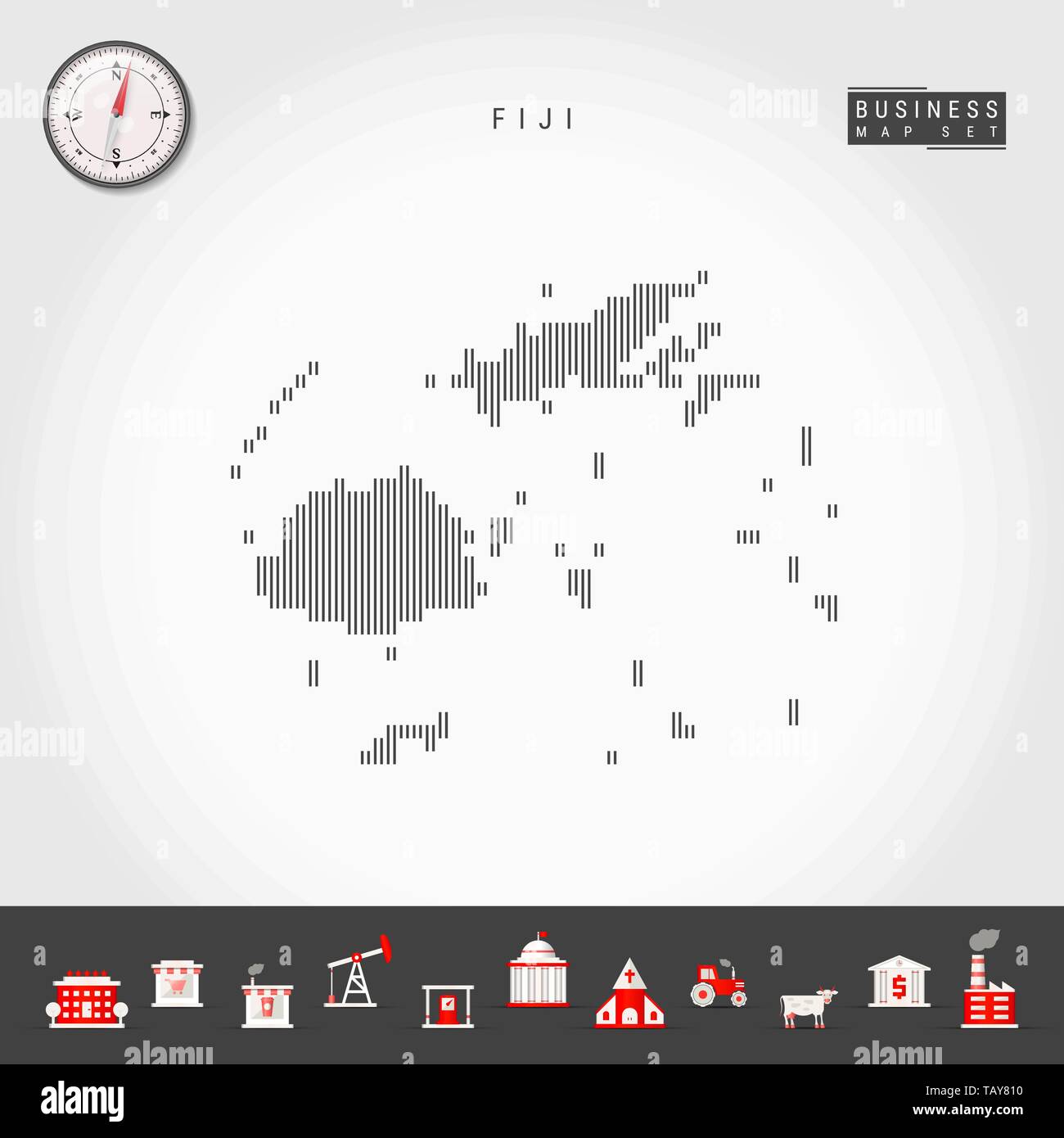 Vector Vertical Lines Pattern Map of Fiji. Striped Simple Silhouette of ...