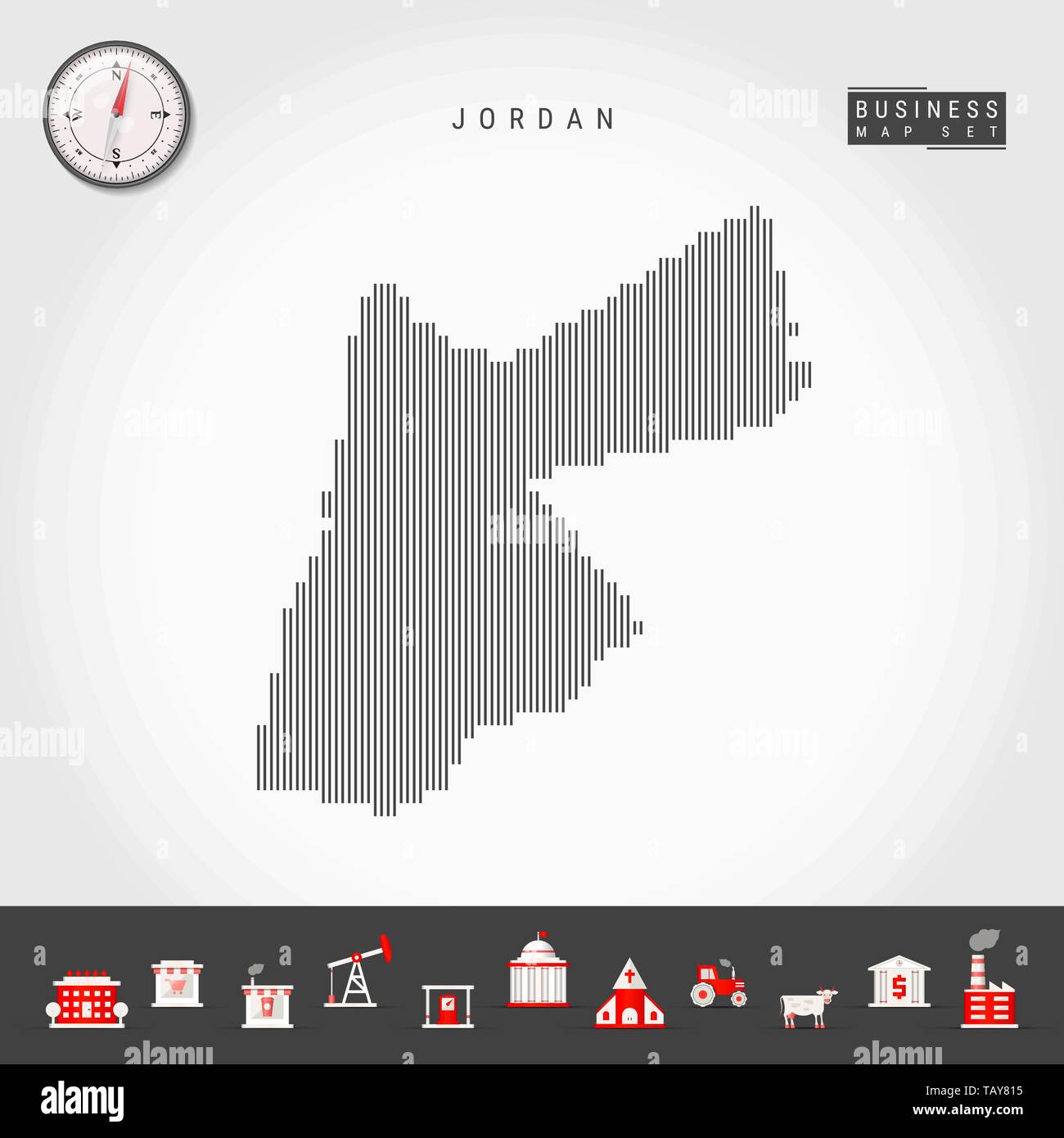 Vector Vertical Lines Pattern Map of Jordan. Striped Simple Silhouette ...