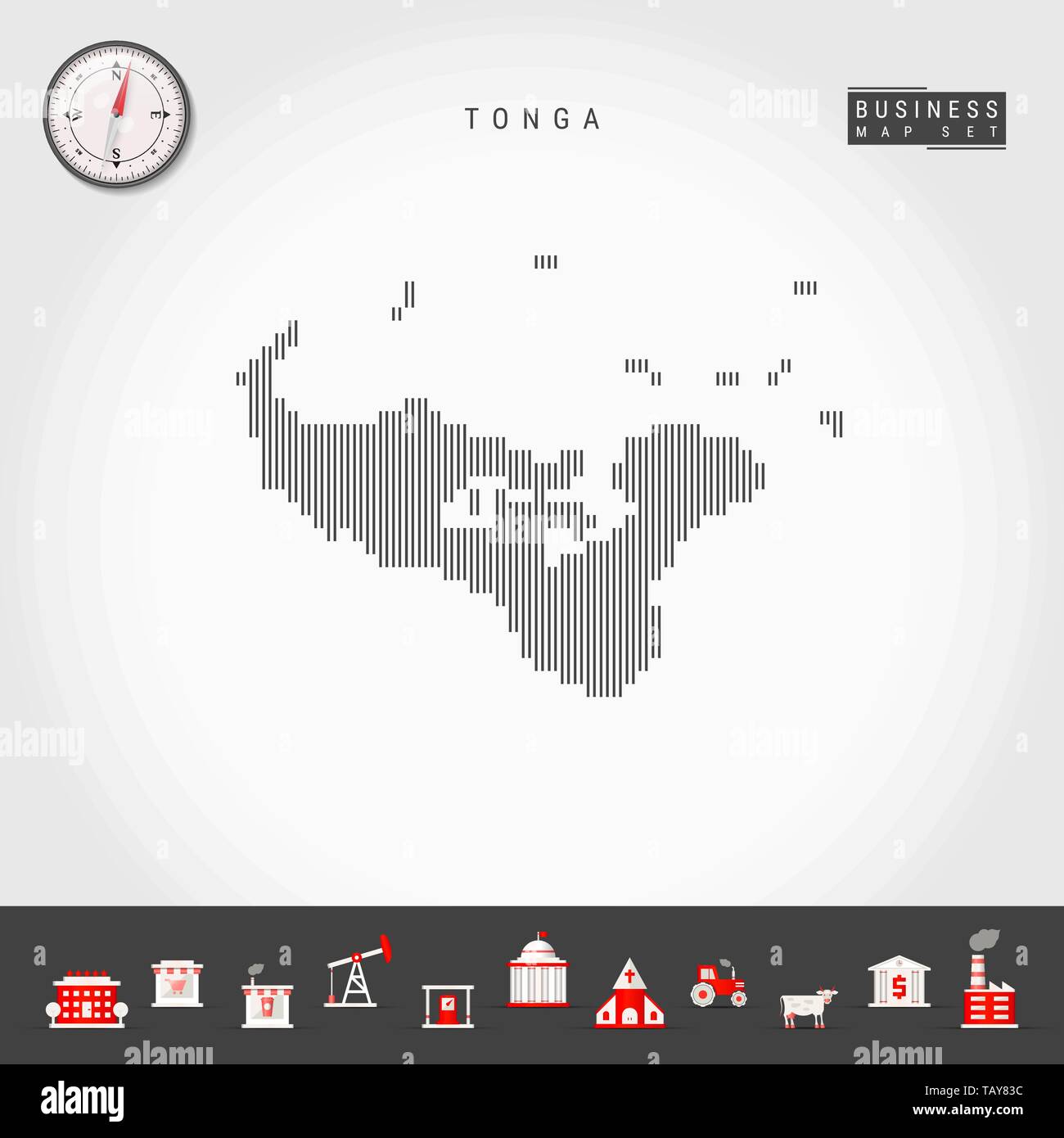 Vector Vertical Lines Pattern Map of Tonga. Striped Simple Silhouette ...