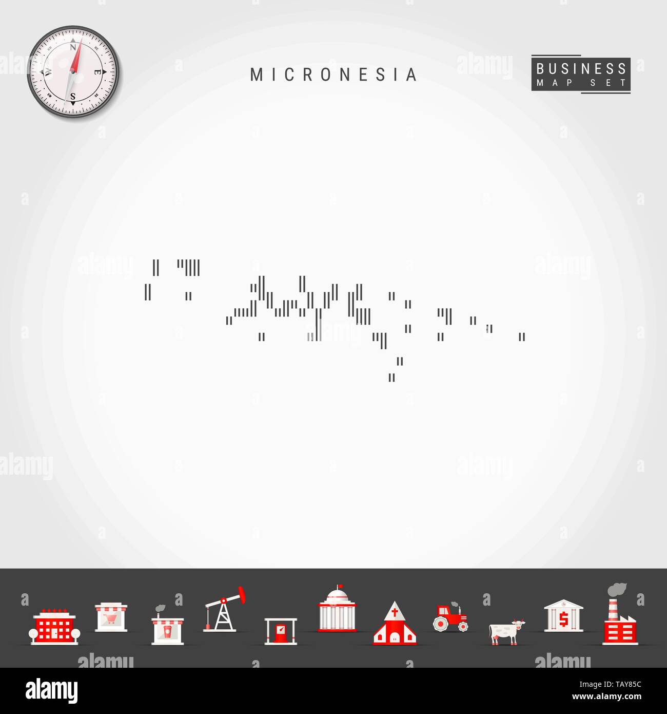 Vector Vertical Lines Pattern Map of Micronesia. Striped Simple ...