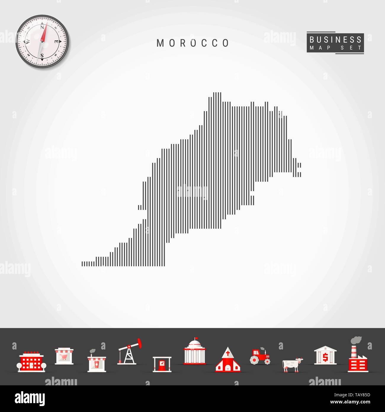 Vector Vertical Lines Pattern Map of Morocco. Striped Simple Silhouette ...