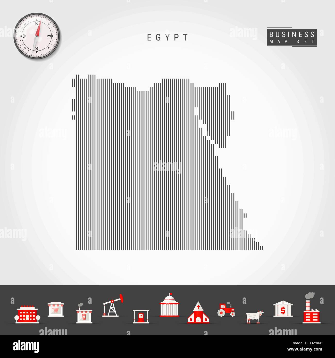 Vector Vertical Lines Pattern Map of Egypt. Striped Simple Silhouette ...