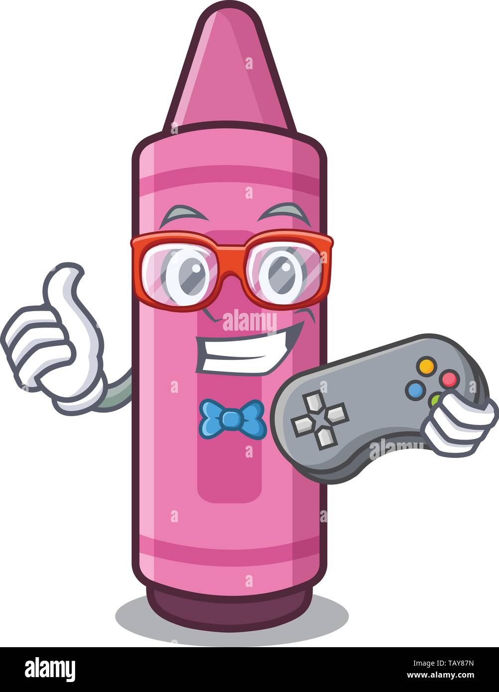 Gamer pink crayons in the character shape Stock Vector Image & Art - Alamy