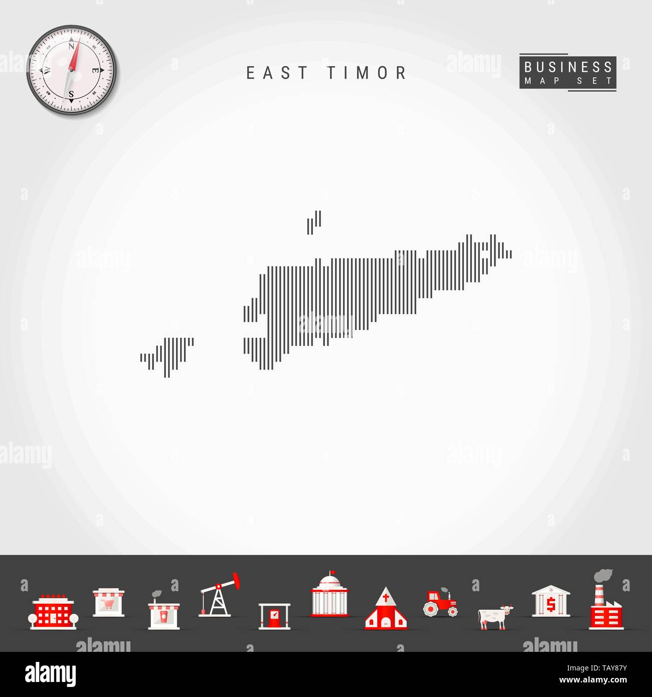 Vector Vertical Lines Pattern Map of East Timor. Striped Simple ...