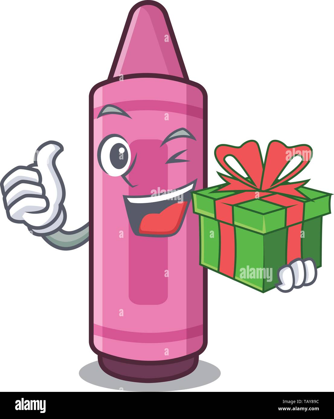 With gift pink crayons in the character shape Stock Vector Image & Art ...