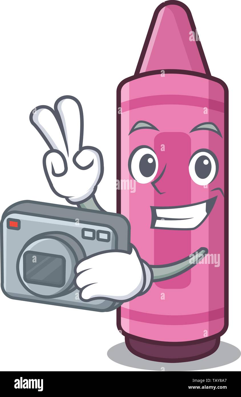 Photographer pink crayons in the character shape Stock Vector Image ...