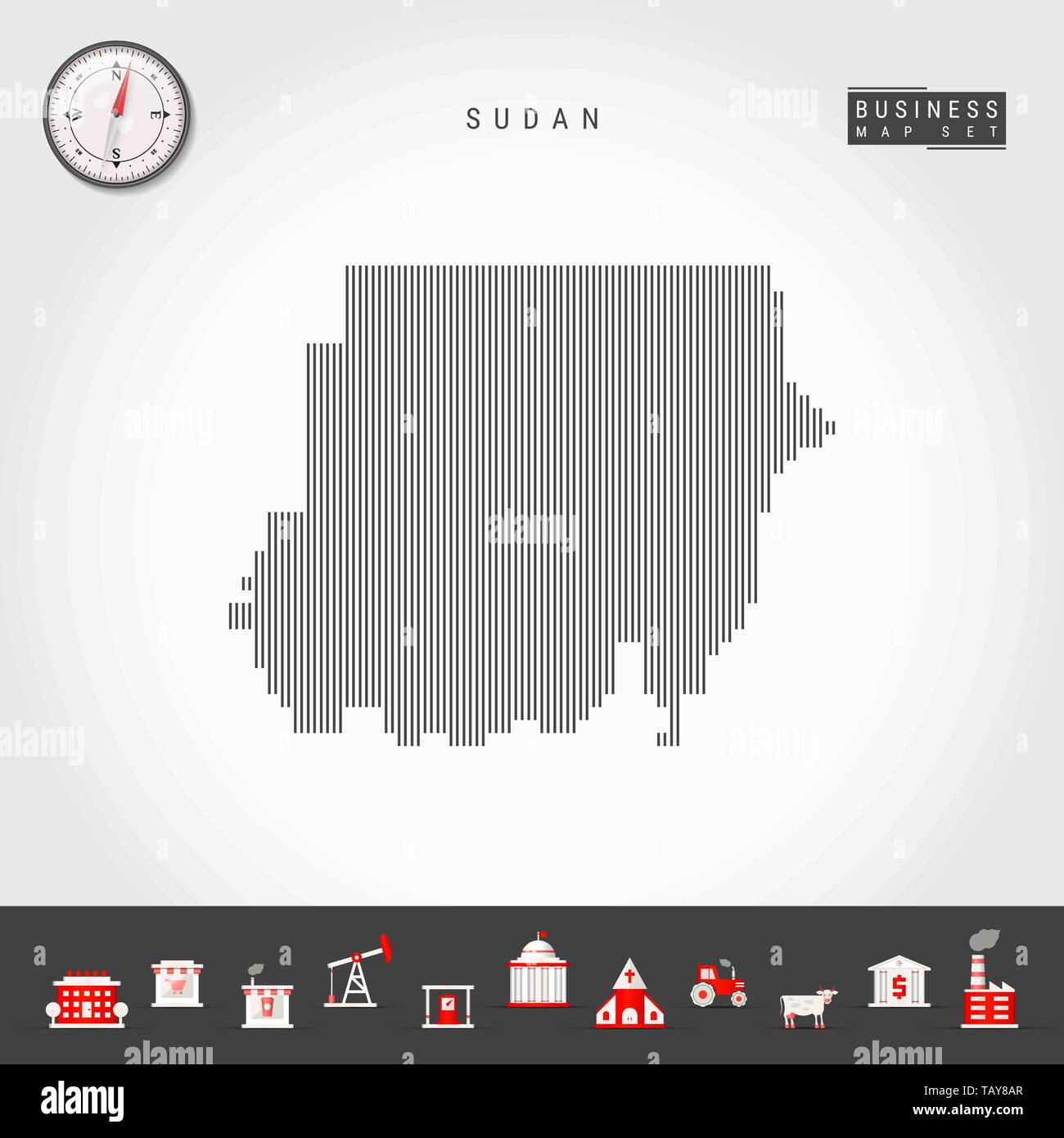 Vector Vertical Lines Pattern Map of Sudan. Striped Simple Silhouette ...