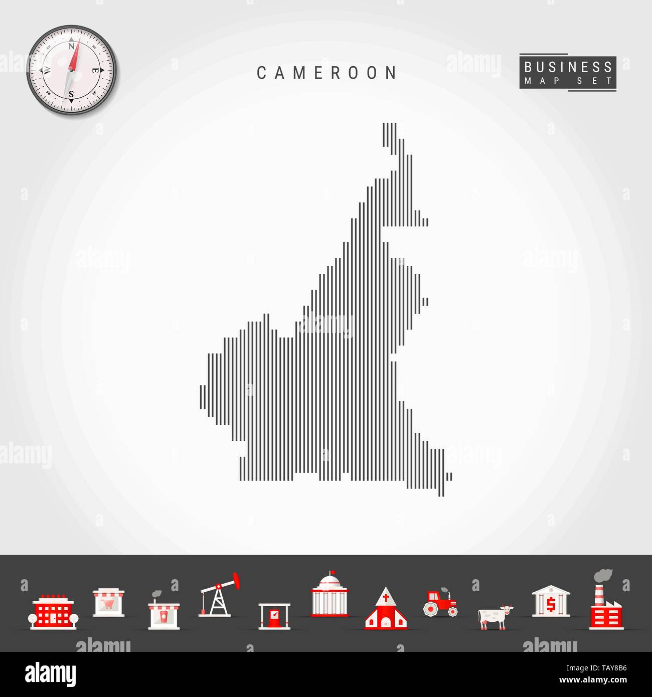 Vector Vertical Lines Pattern Map Of Cameroon Striped Simple