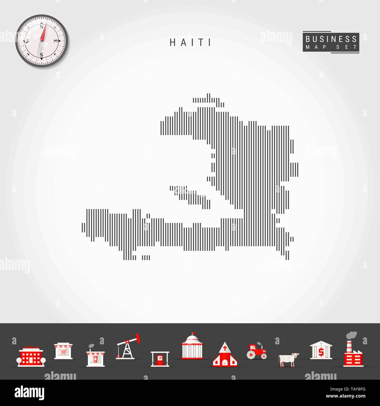 Vector Vertical Lines Pattern Map of Haiti. Striped Simple Silhouette ...