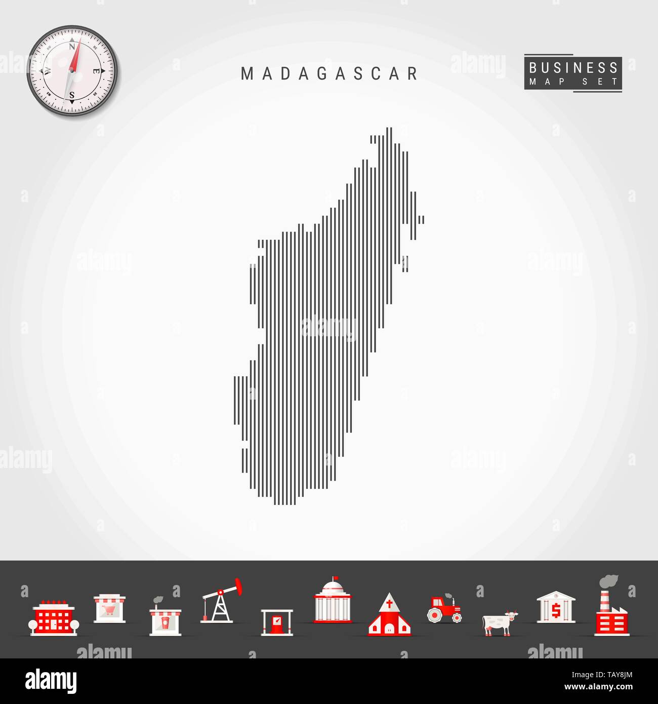Vector Vertical Lines Pattern Map of Madagascar. Striped Simple ...