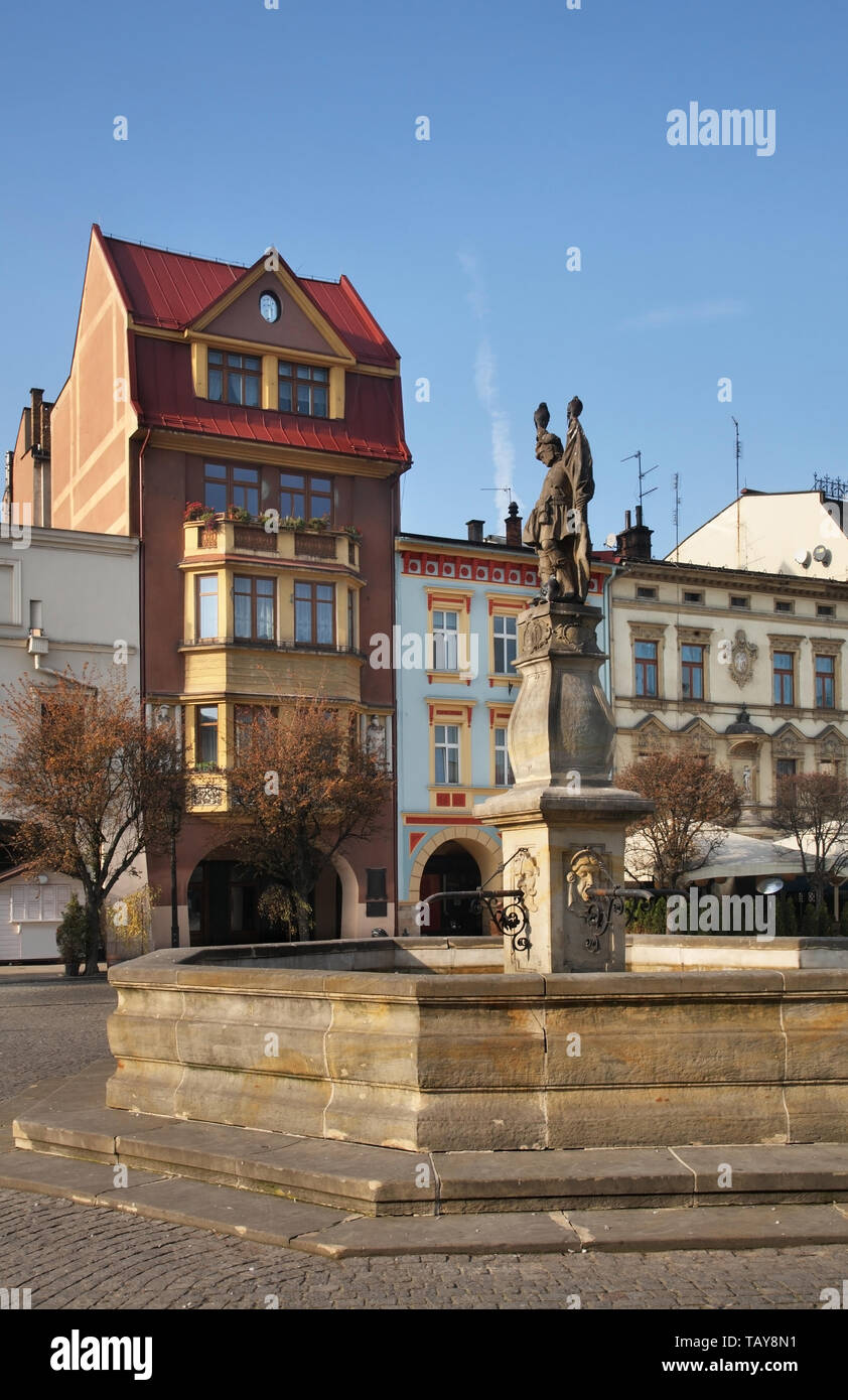Fountain of Saint Florian on Market Square in Cieszyn. Poland Stock ...