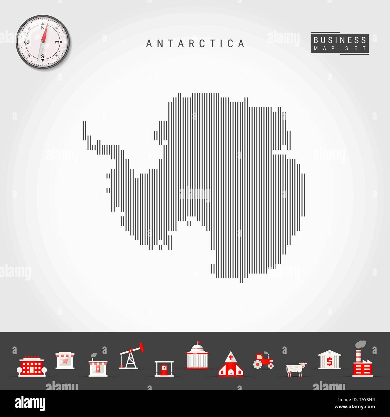 Vector Vertical Lines Pattern Map of Antarctica. Striped Simple ...