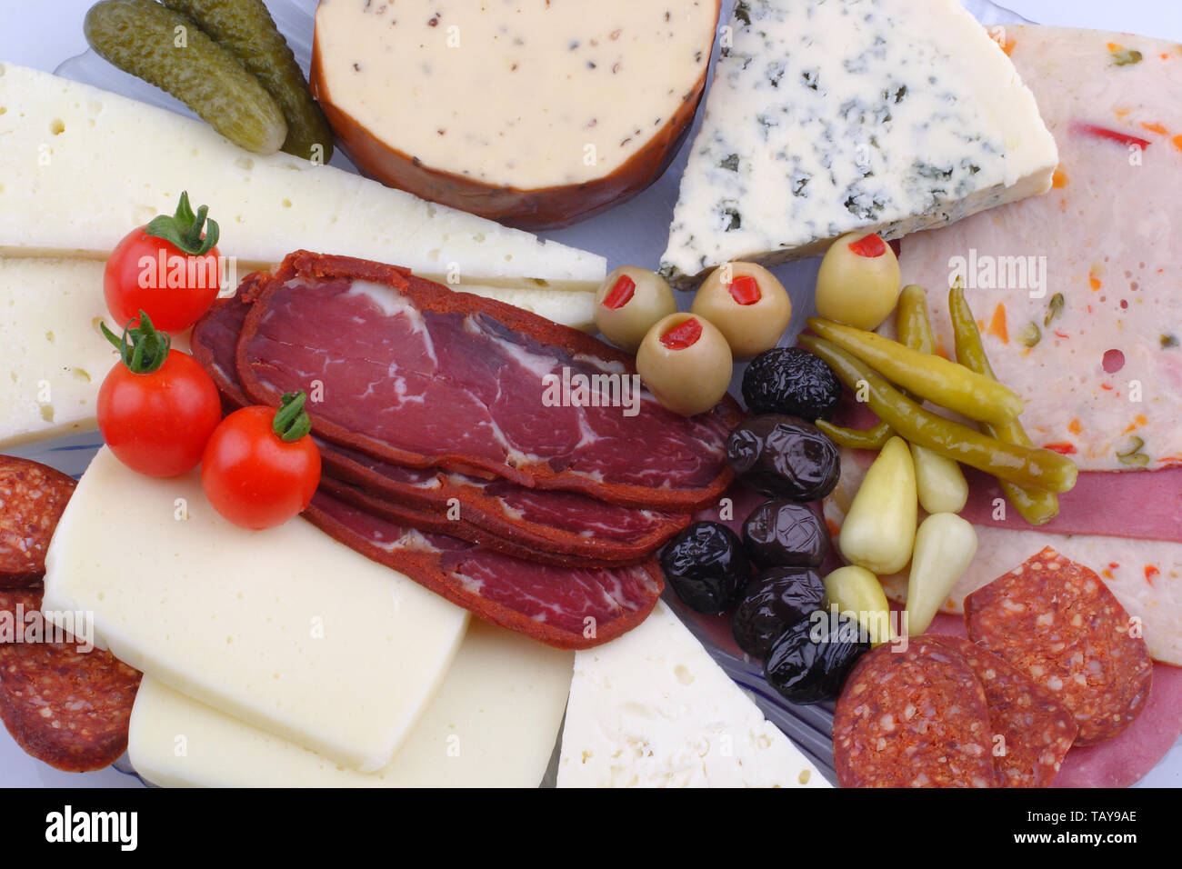 Fresh and continental breakfast table with ham and cheese Stock Photo ...