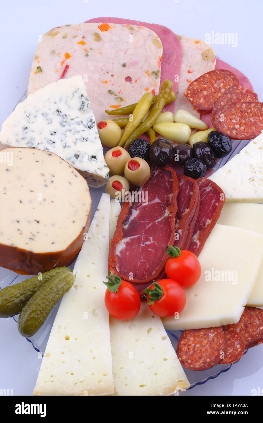 Fresh and continental breakfast table with ham and cheese Stock Photo ...