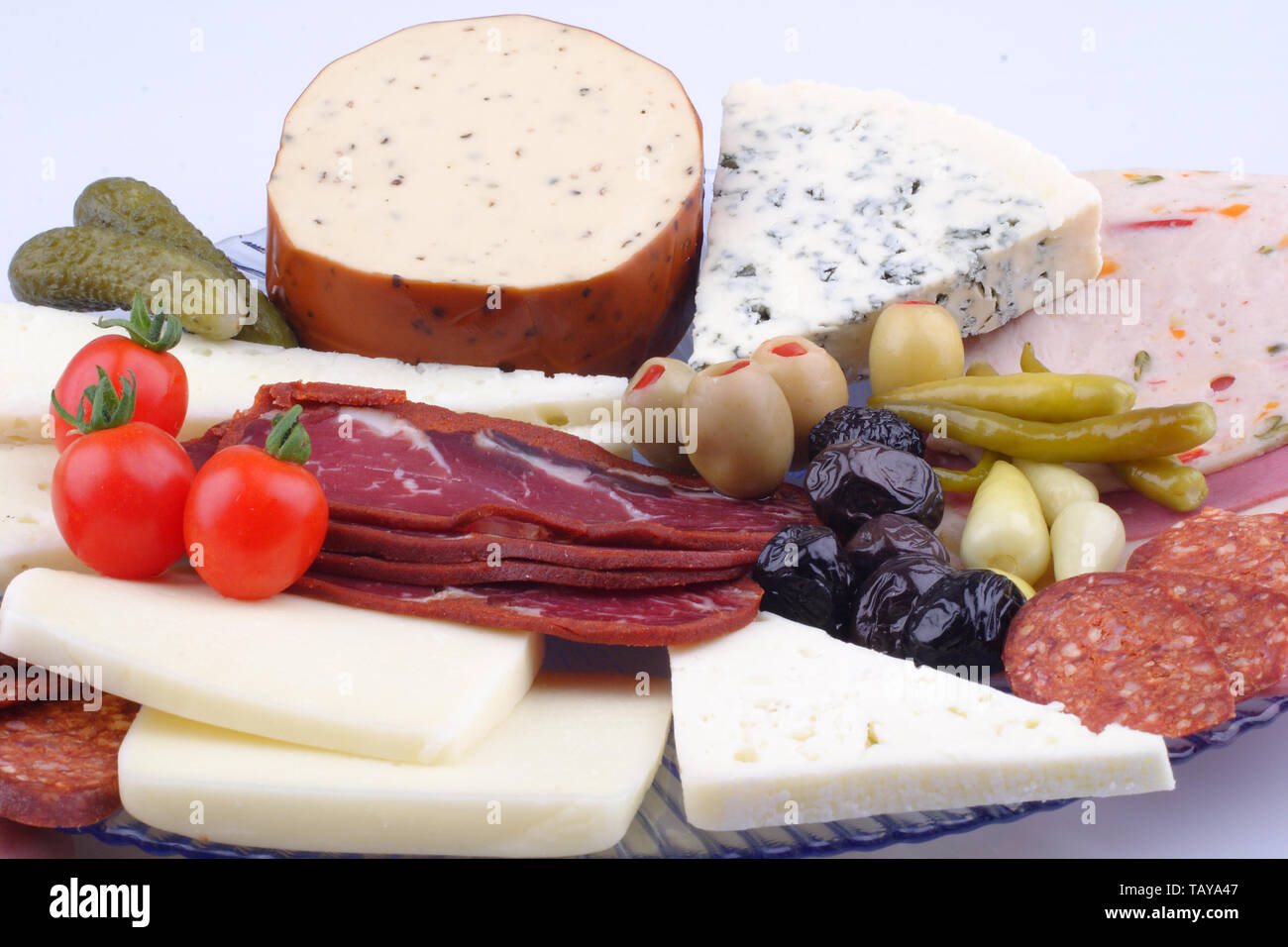 Fresh and continental breakfast table with ham and cheese Stock Photo ...