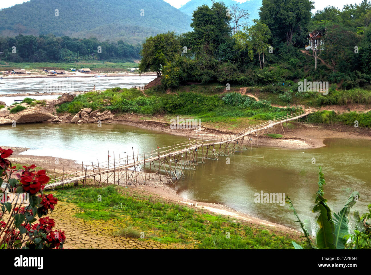 Small wooden Monkey bridge in Luang Prabang, Laos Stock Photo - Alamy