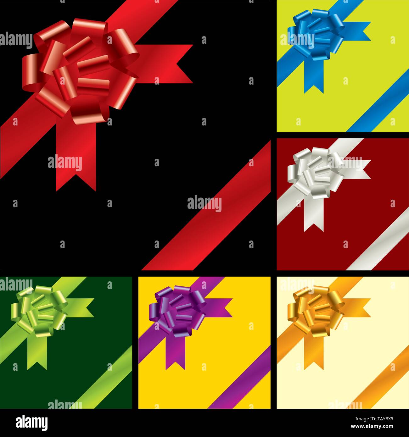 Vector illustration. Set of ribbon gift in square boxes Stock Vector ...