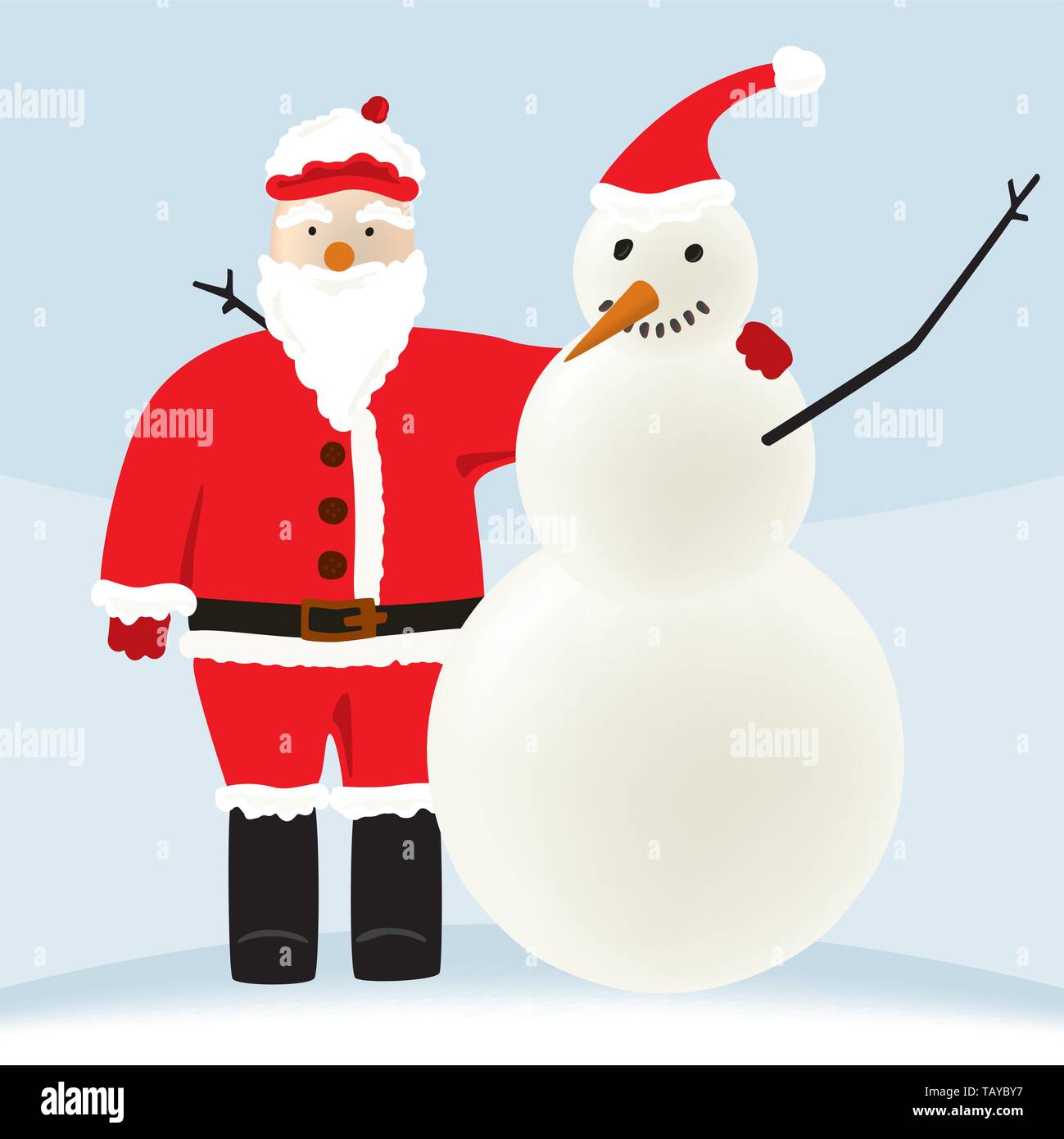 Vector illustration. Santa and pal saluting on freeze landscape Stock ...