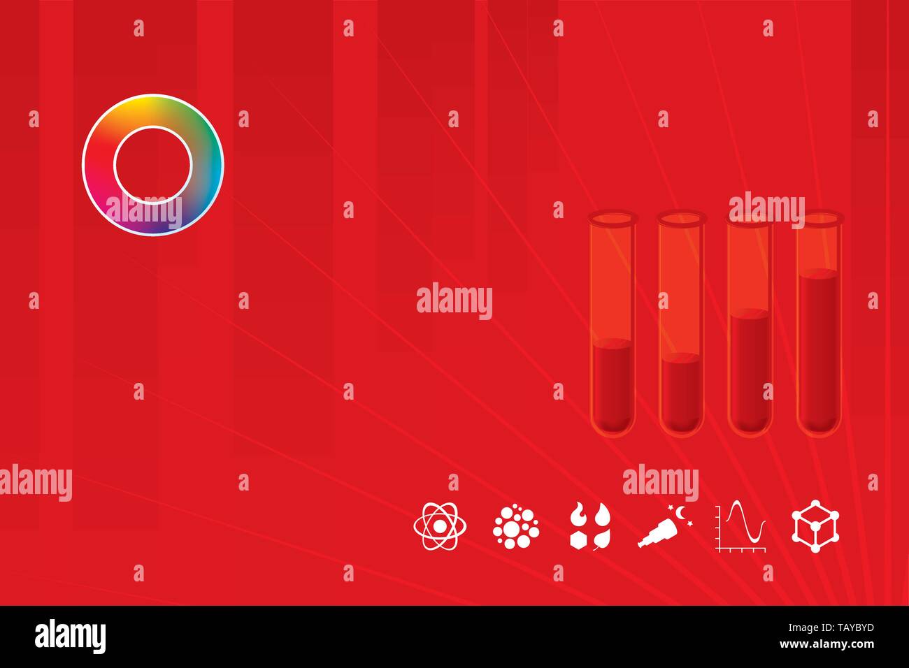 Vector illustration. Red science background with various icons Stock ...