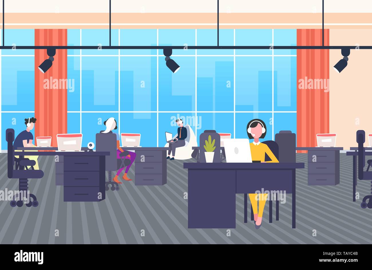 Business team in call center Stock Vector Images - Alamy